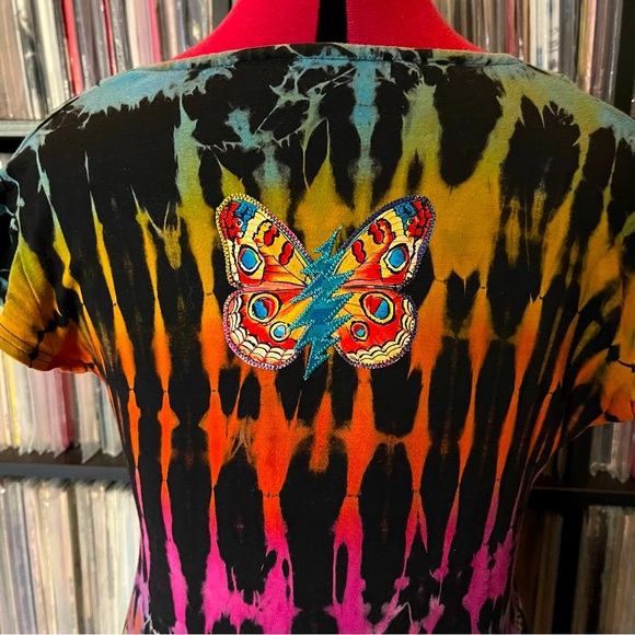 Vintage | Tops | Rainbow Butterfly Upcycled Tie Dye Stealie Grateful ...